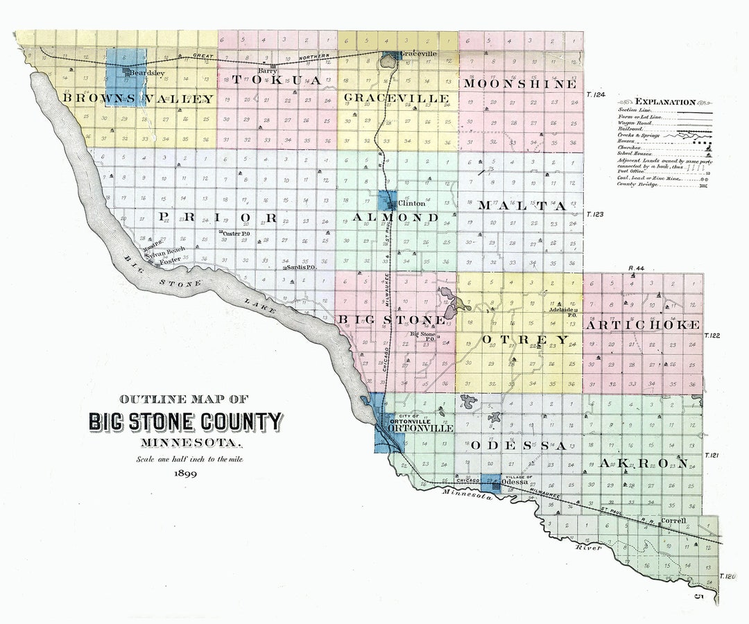 1899 Map of Big Stone County Minnesota - Etsy