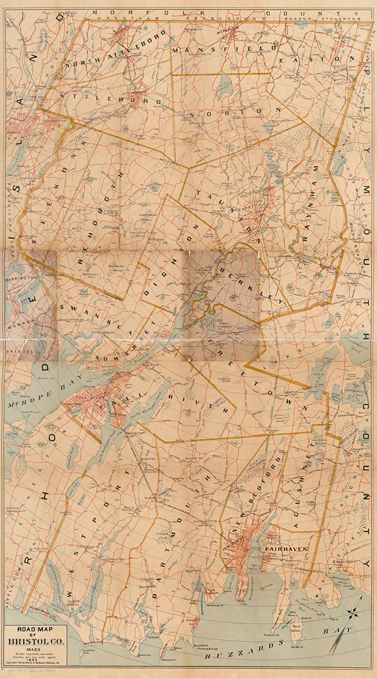 1895 Map of Bristol County Massachusetts - Etsy