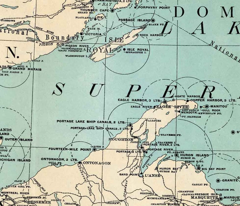 1898 Map of the Great Lakes Michigan Ontario Lake Superior - Etsy