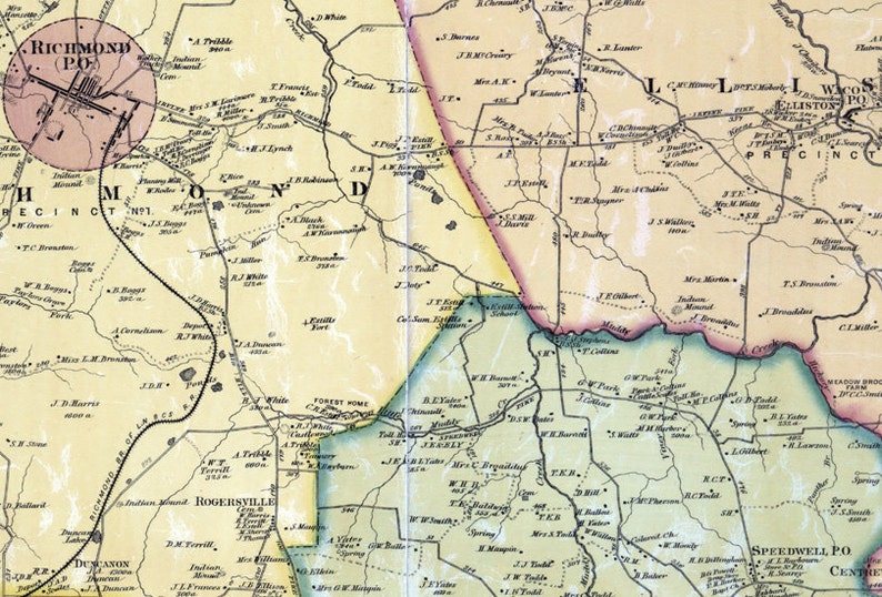 1876 Map of Madison County Kentucky Richmond - Etsy
