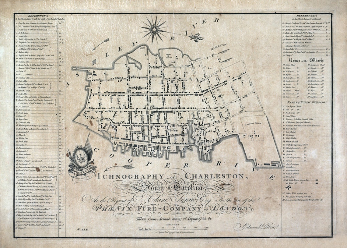 1788 Map of Charleston South Carolina - Etsy