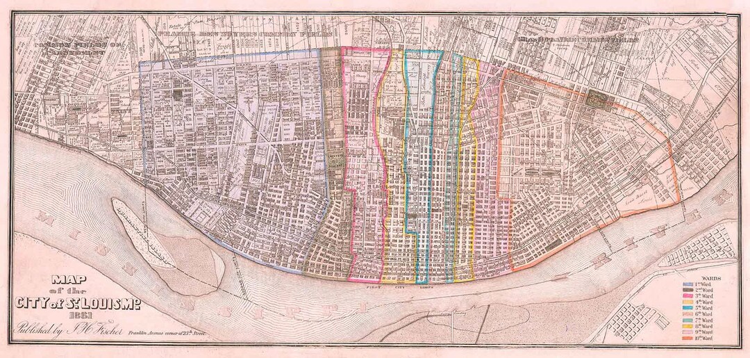 1861 Map of St Louis Missouri - Etsy