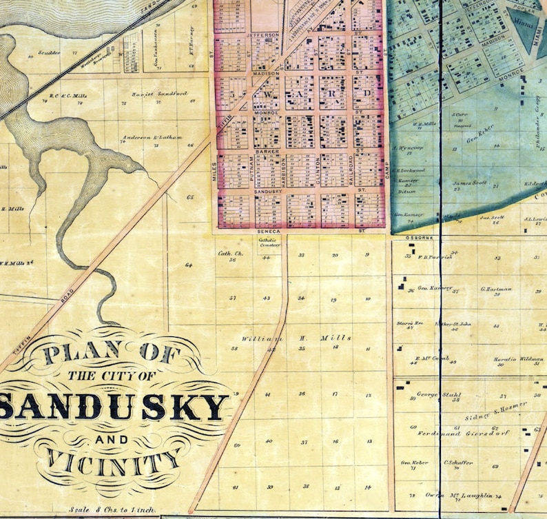 1863 Farm Line Map of Erie County Ohio Sandusky - Etsy