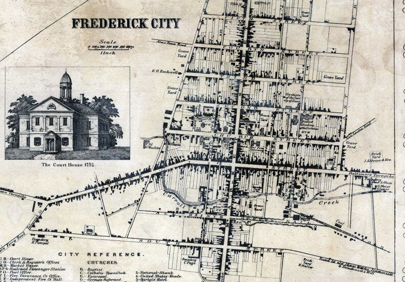 1858 Map of Frederick County Maryland Frederick City With - Etsy