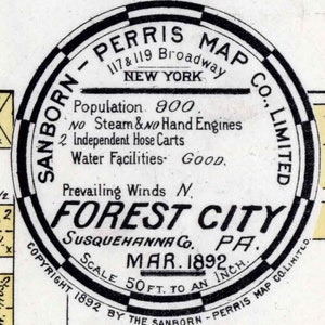 1892 Town Map of Forest City Susquehanna County Pennsylvania - Etsy