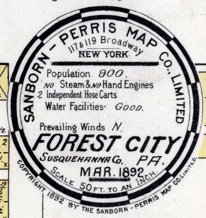 1892 Town Map of Forest City Susquehanna County Pennsylvania - Etsy