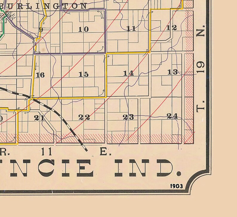1903 Map of Delaware County Indiana - Etsy