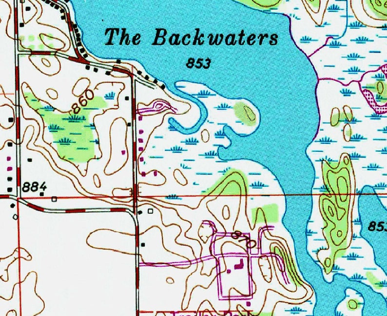 1980 Map of Webster Lake Indiana - Etsy
