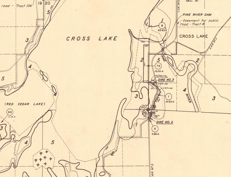 Early 1900s Map of Whitefish Lake Chain Crow Wing County - Etsy