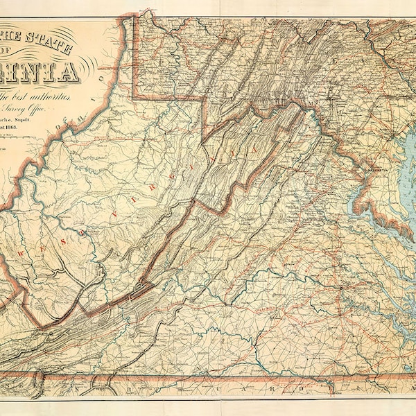 Map of Virginia - Etsy