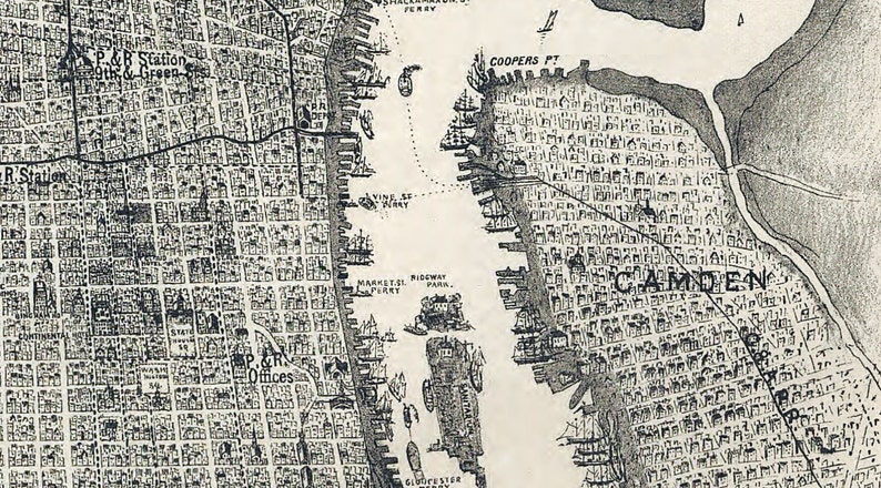 1870 Map of Philadelphia Pennsylvania & Reading Railroad - Etsy