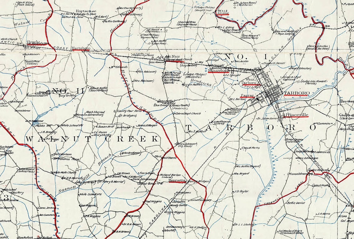 1905 Map of Edgecombe County North Carolina | Etsy