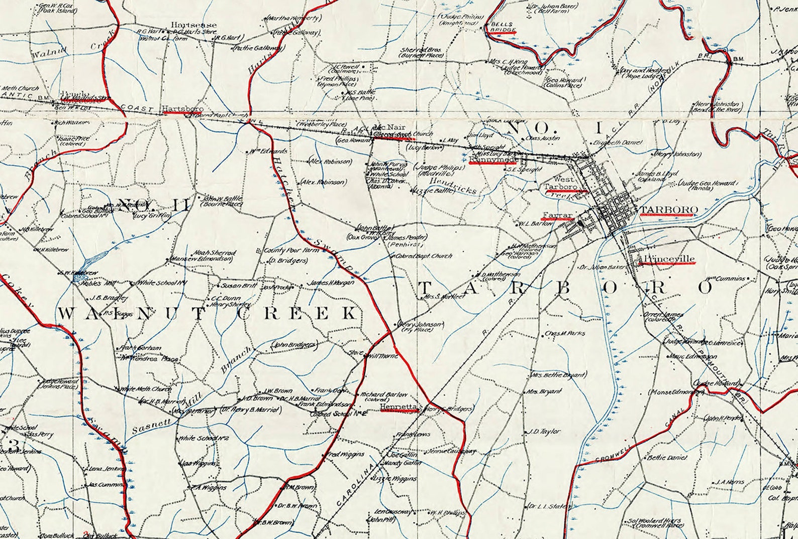 1905 Map of Edgecombe County North Carolina | Etsy