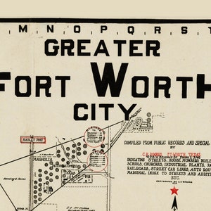 1919 Map of Fort Worth Texas - Etsy