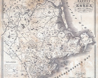 Map of Beverly Essex County Massachusetts MA. 1886. - Etsy