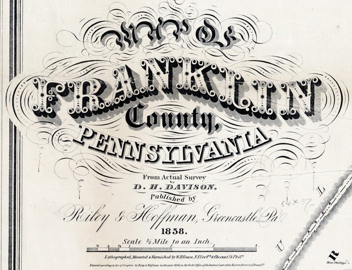 1858 Map of Franklin County Pa From Actual Surveys - Etsy
