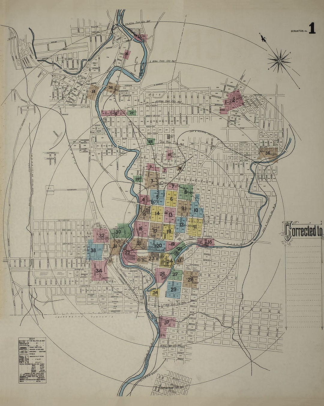 1888 Map of Scranton Lackawanna County Pennsylvania - Etsy