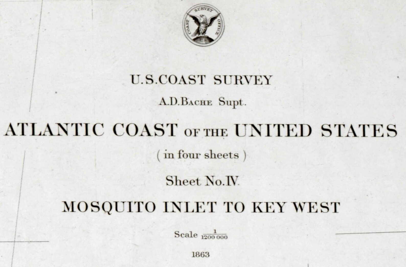1863 Nautical Map of Mosquito Inlet to Key West Florida | Etsy