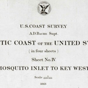 1863 Nautical Map of Mosquito Inlet to Key West Florida - Etsy