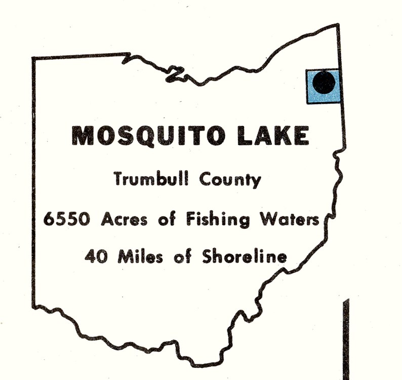 1960 Map of Mosquito Lake Trumbull County Ohio - Etsy