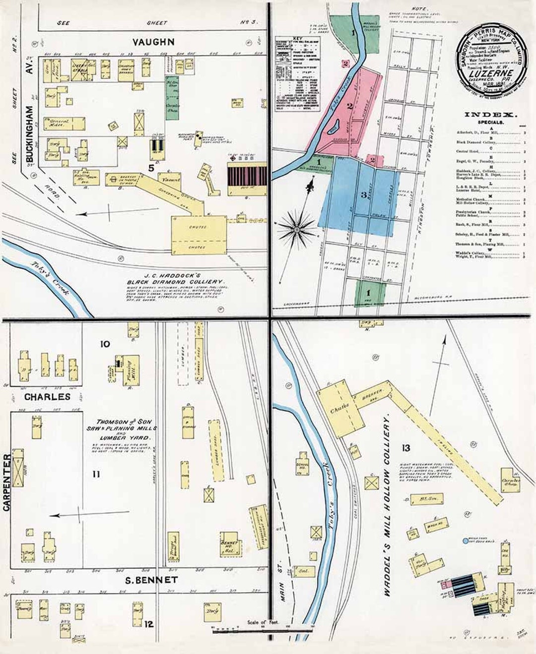 1891 Town Map of Luzerne County Pennsylvania - Etsy