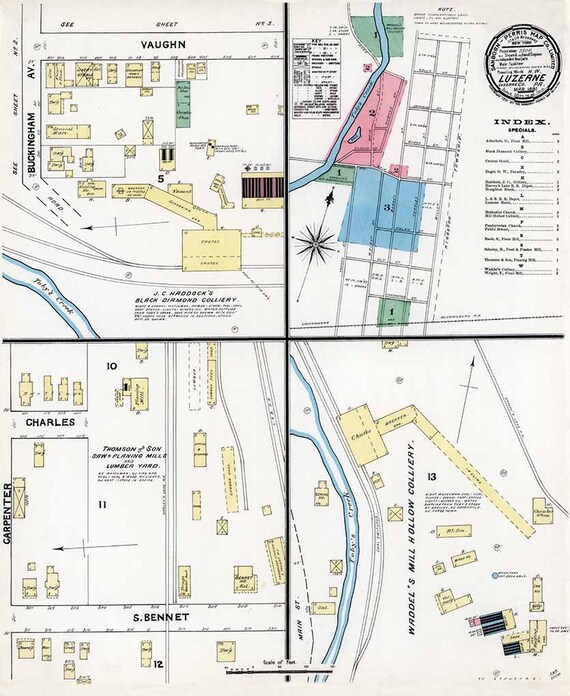 1891 Town Map of Luzerne County Pennsylvania | Etsy