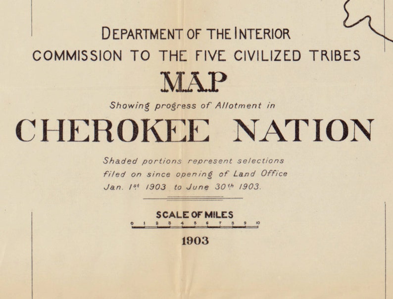 1903 Map of the Cherokee Nation Oklahoma - Etsy