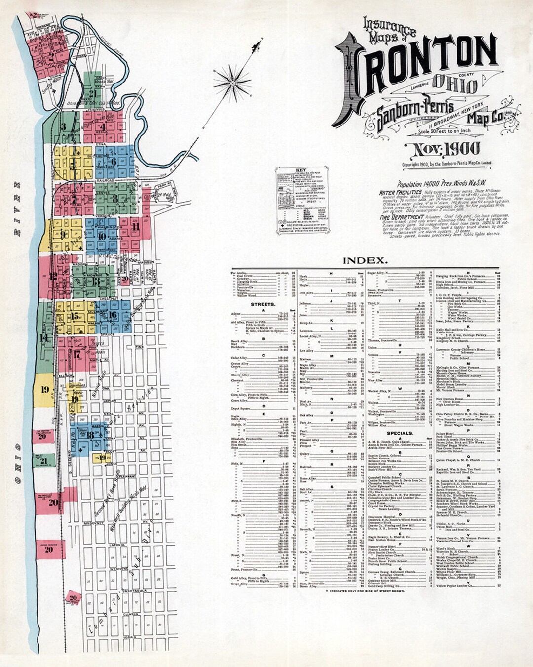 1900 Map of Ironton Lawrence County Ohio - Etsy