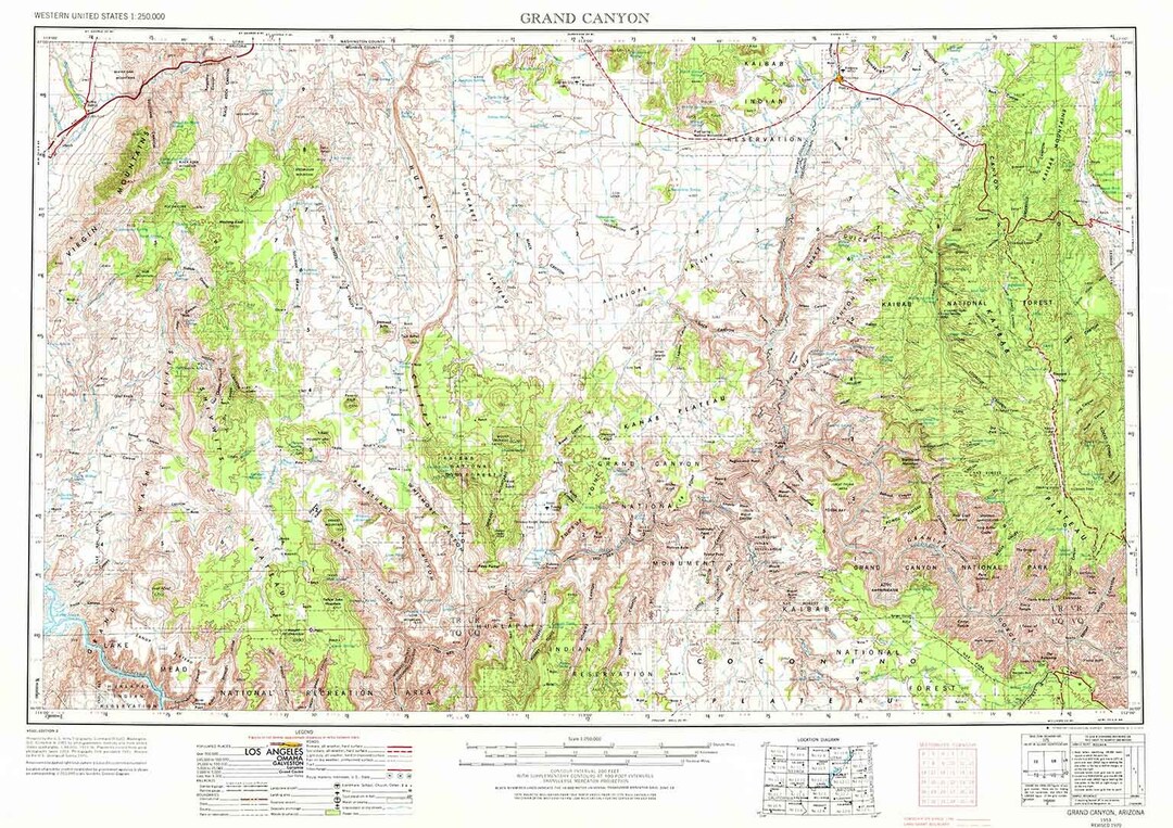 1953 Topo Map of Grand Canyon Arizona Kaibab National Forest - Etsy
