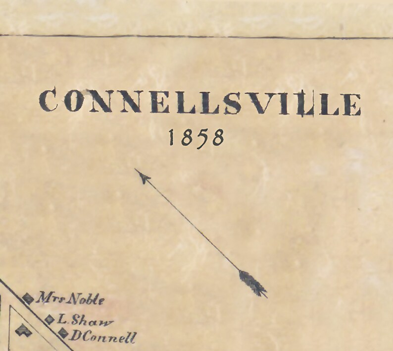 1858 Town Map of Connellsville Fayette County Pa - Etsy