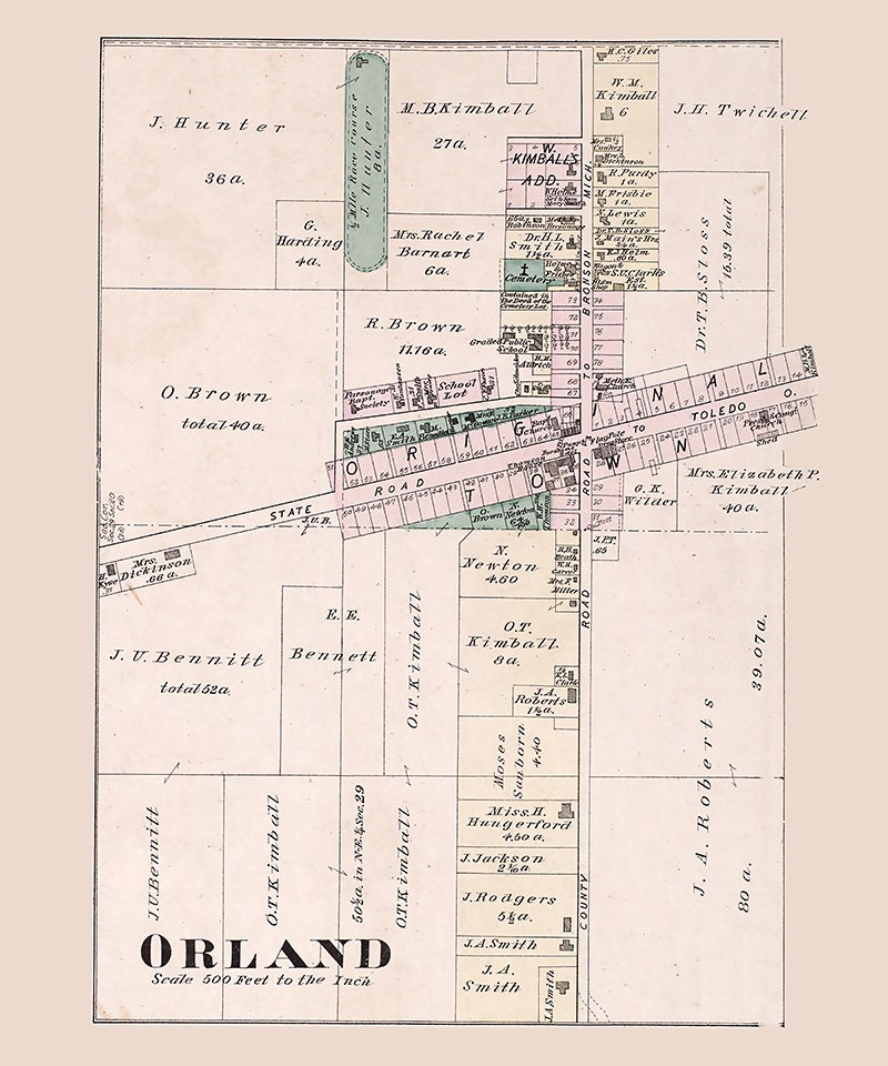 1880 Town Map of Orland Steuben County Indiana - Etsy
