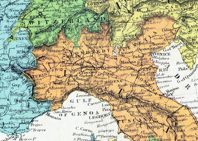 1870 Map of Europe - Etsy