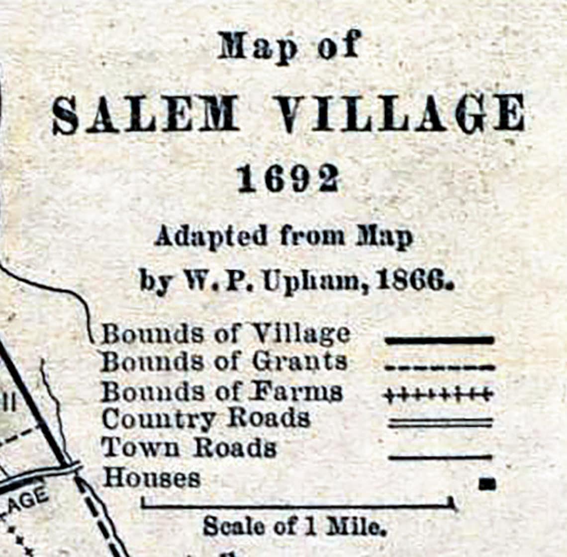 1692 Village Map of Salem Massachusetts Witch Trials - Etsy
