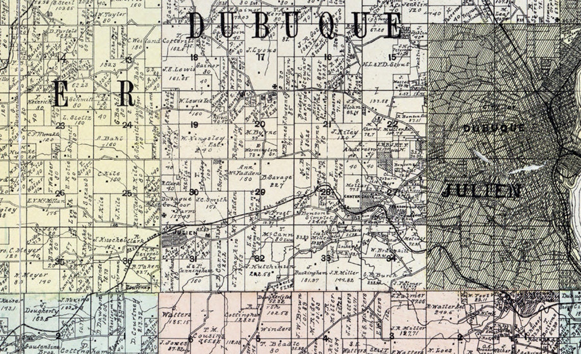 1900 Map of Dubuque County Iowa | Etsy