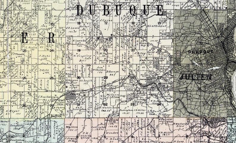 1900 Map of Dubuque County Iowa | Etsy