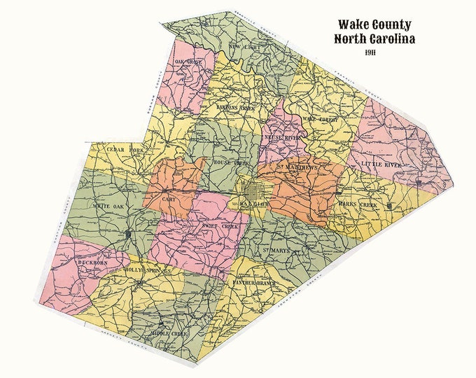 1871 Map of Wake County North Carolina - Etsy