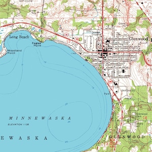 1968 Map of Lake Minnewaska Pope County Minnesota Glenwood - Etsy