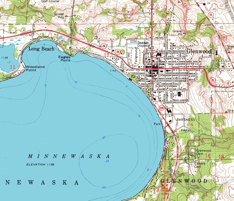 1968 Map of Lake Minnewaska Pope County Minnesota Glenwood - Etsy