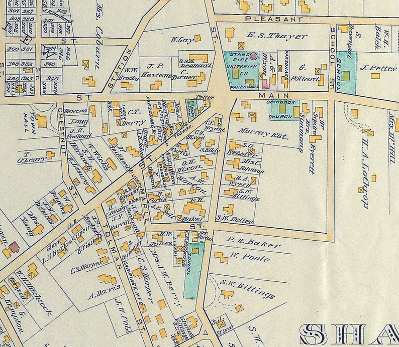 1888 Town Map of Sharon Norfolk County Massachusetts - Etsy