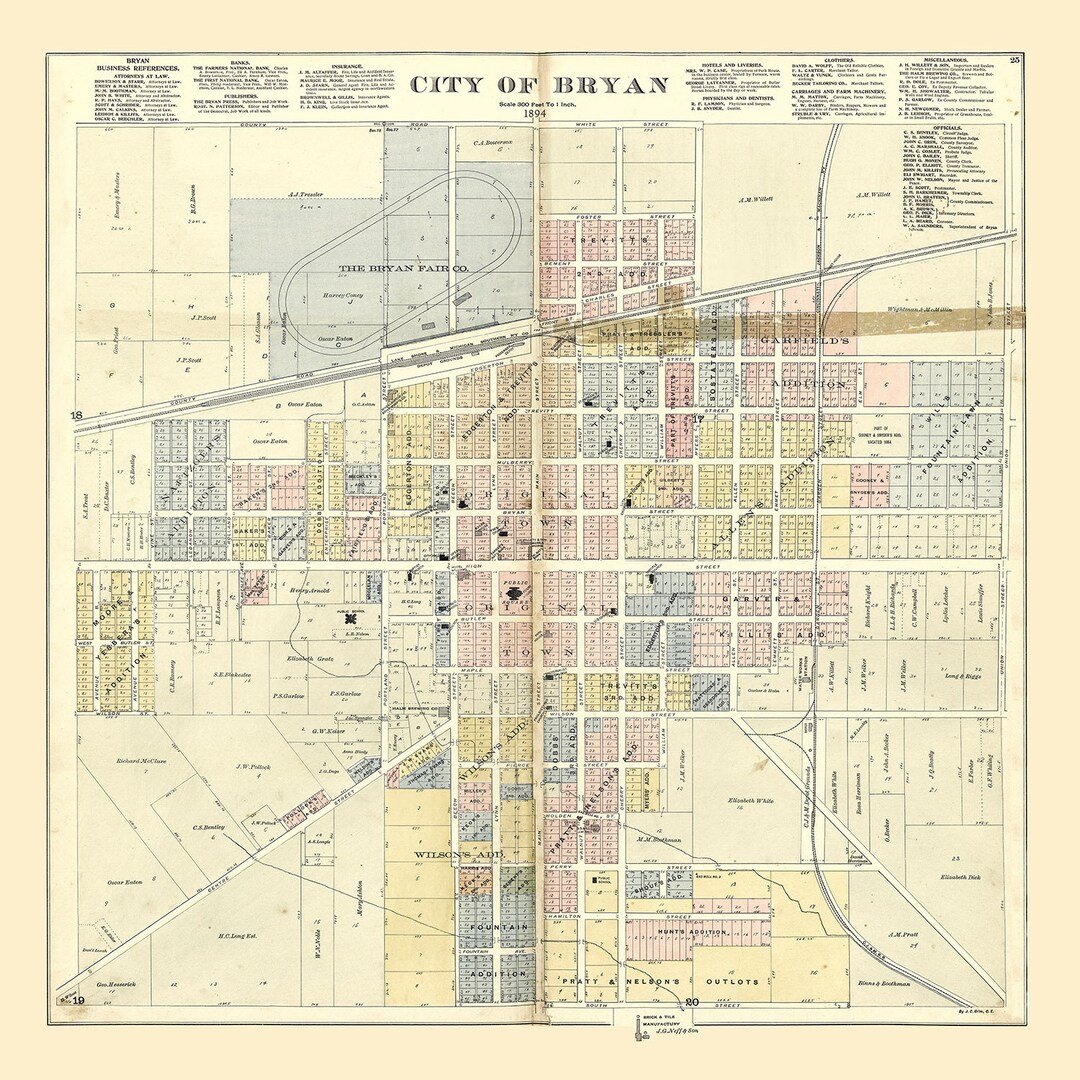 1894 Map of Bryan Williams County Ohio - Etsy