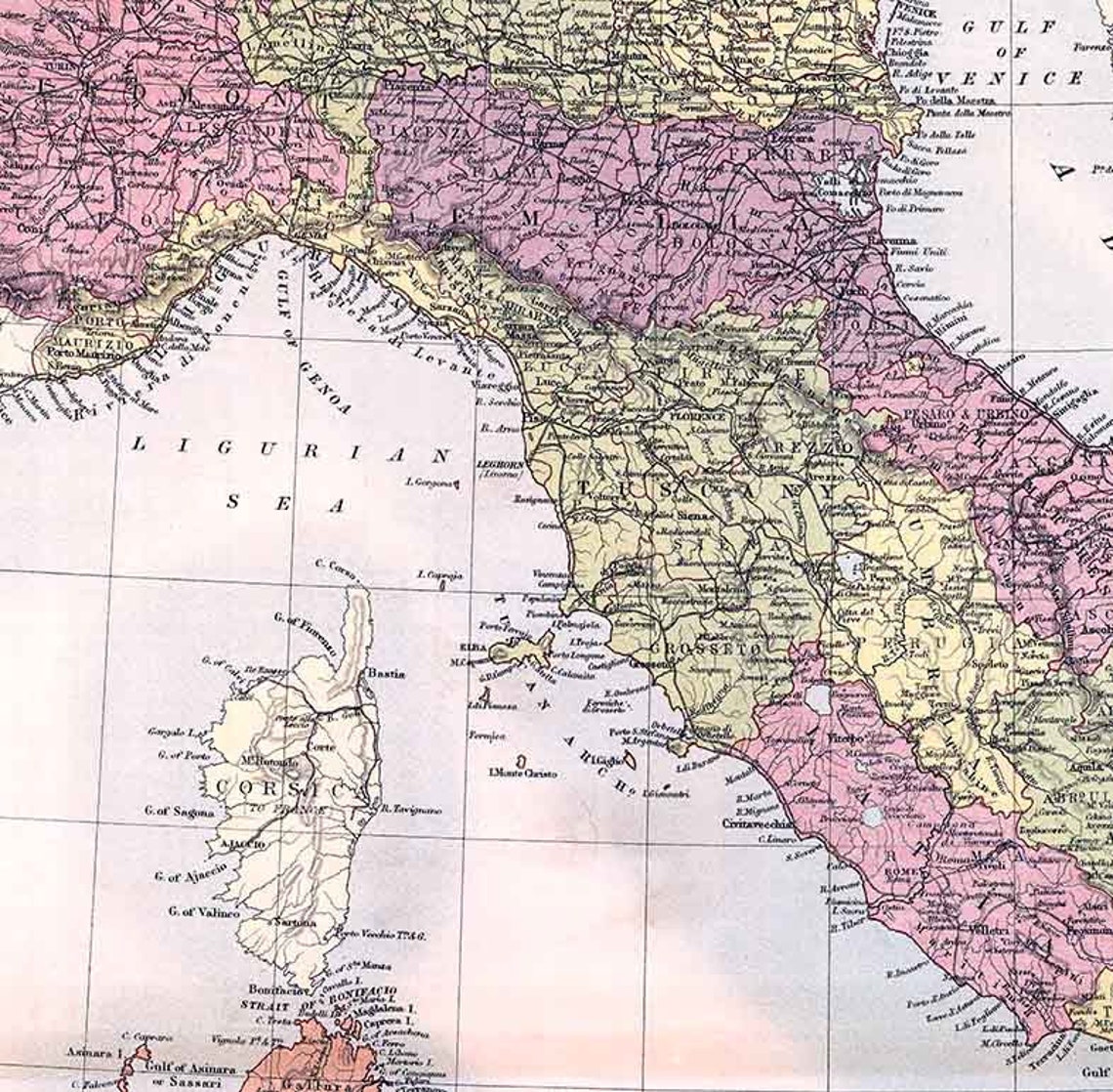 1890 Map of Italy | Etsy