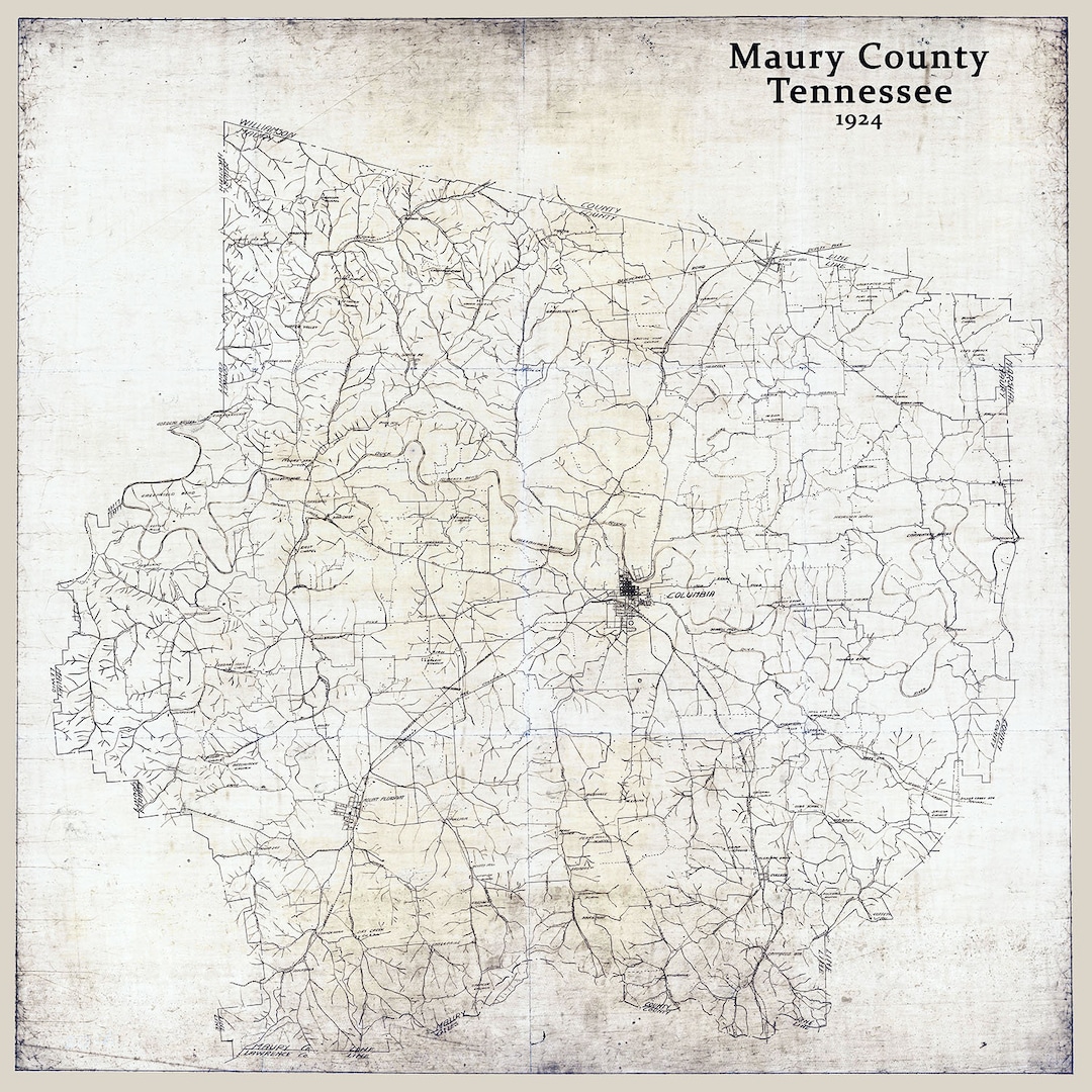 1924 Map of Maury County Tennessee - Etsy