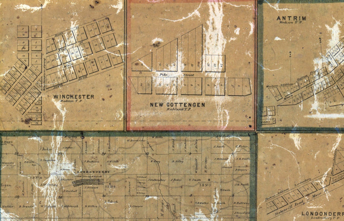 1855 Farm Line Map of Guernsey County Ohio Cambridge - Etsy