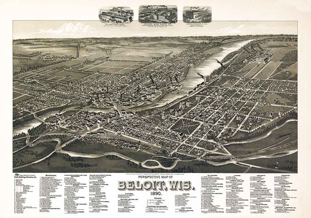 1890 Panoramic Map of Beloit Wisconsin - Etsy
