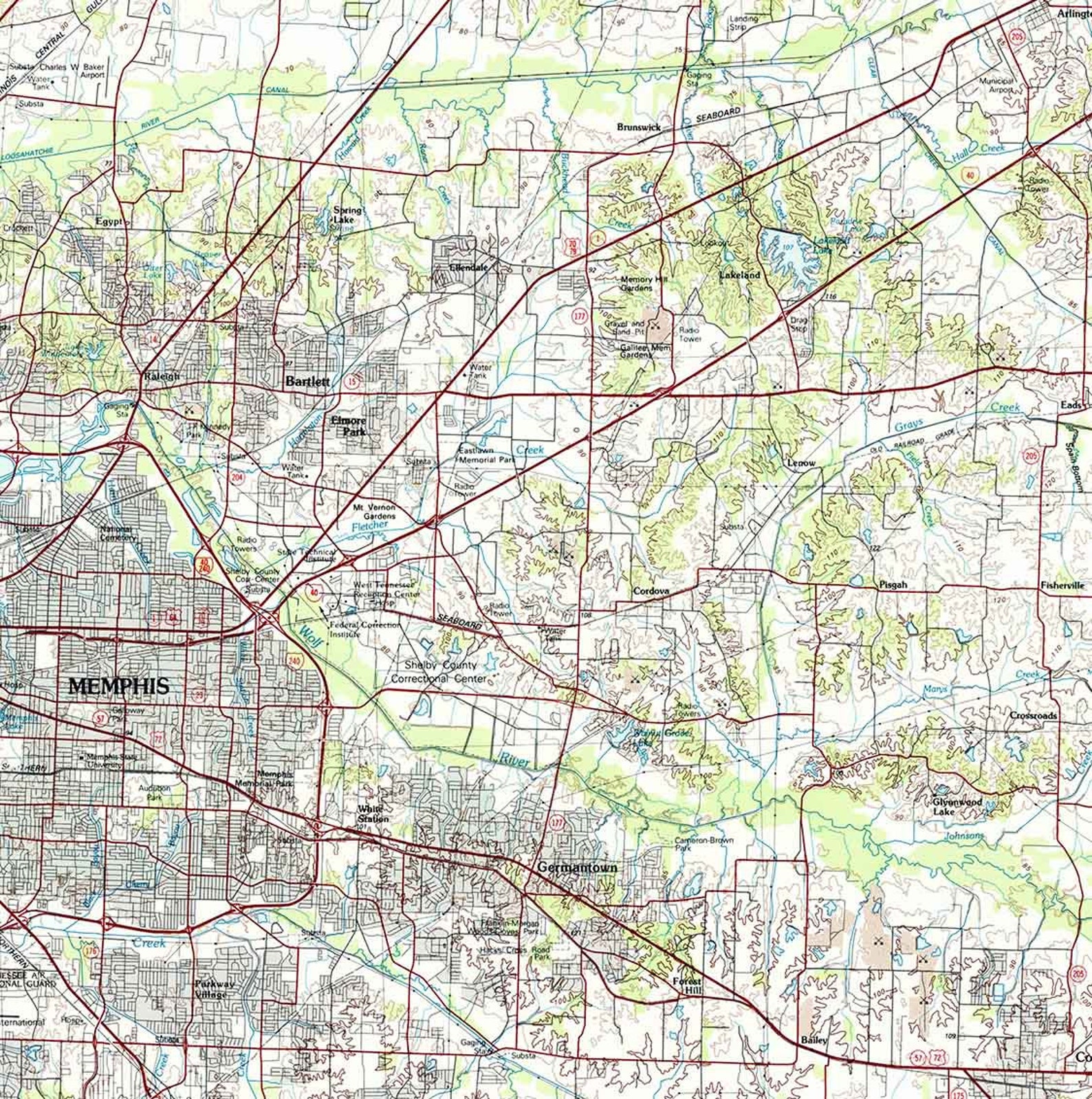 1986 Topo Map of Memphis East Tennessee Somerville - Etsy