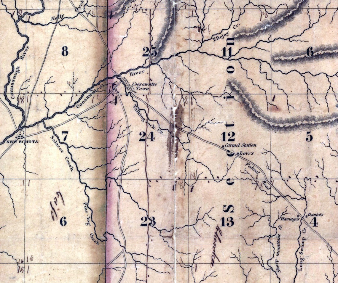 1831 Map of Cherokee Indian Lands in Georgia - Etsy