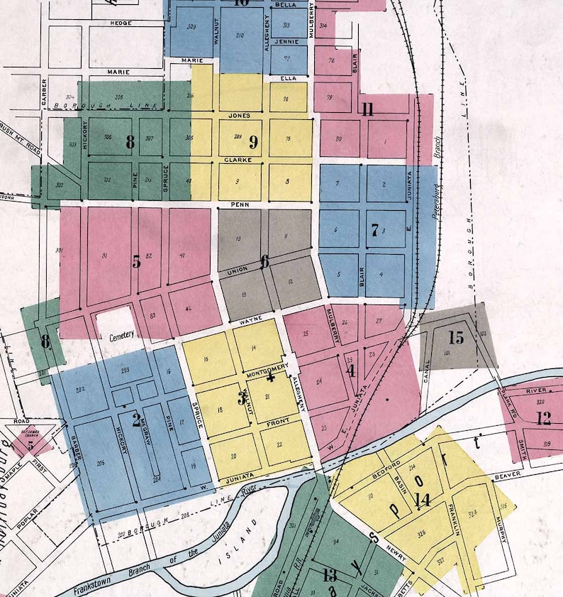1911 Town Map of Hollidaysburg Blair County Pennsylvania - Etsy