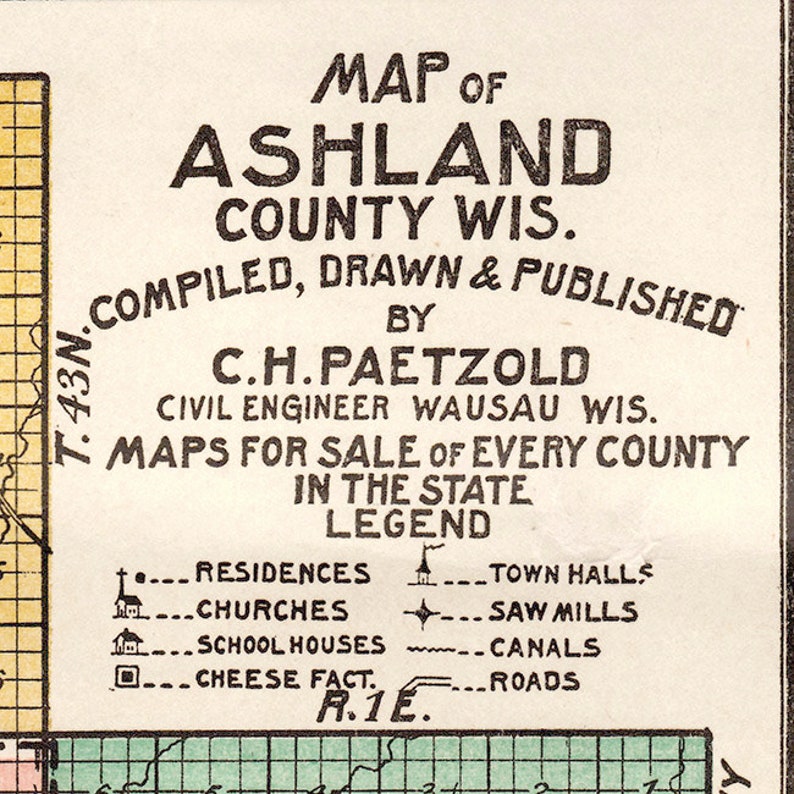 1917 Farm Line Map of Ashland County Wisconsin - Etsy