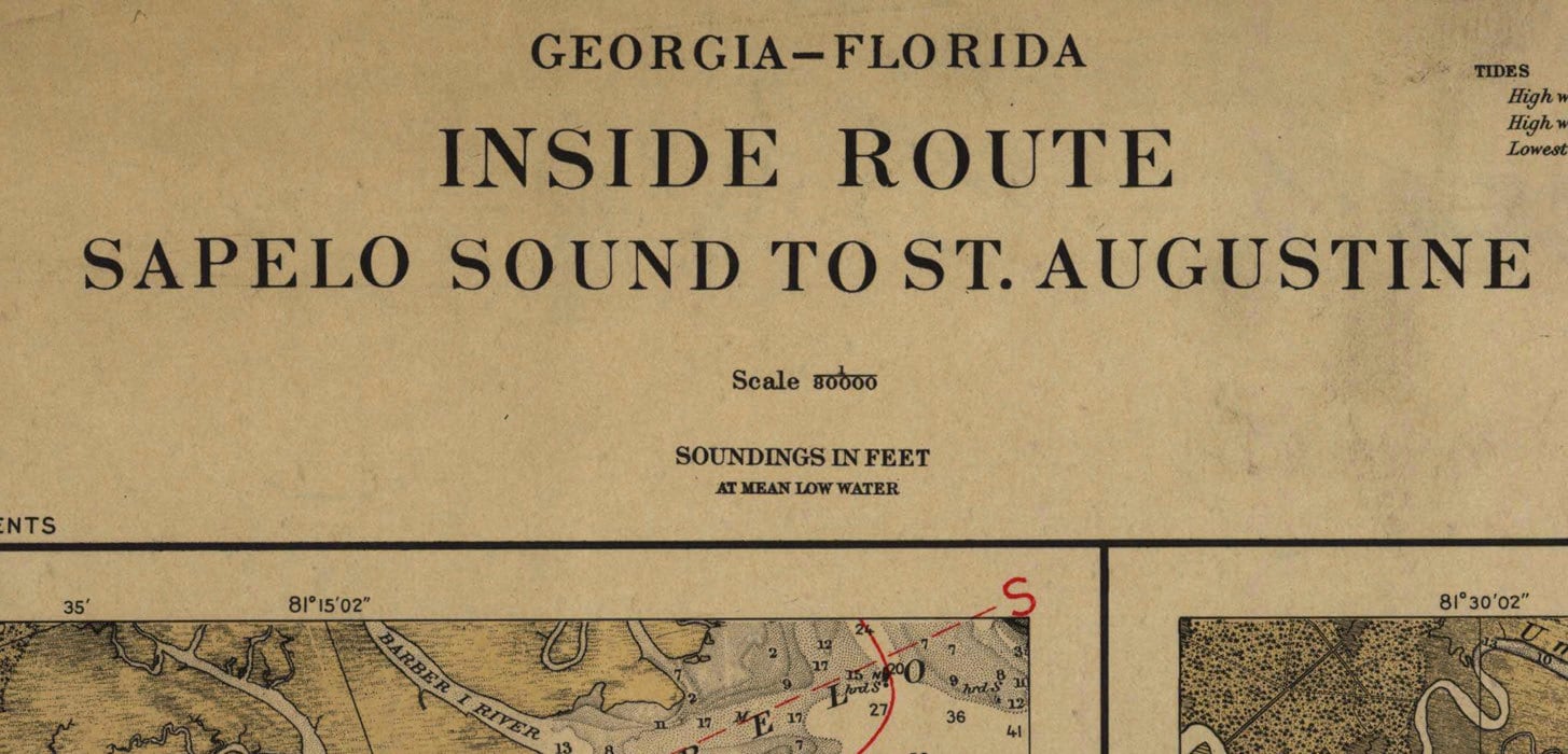 1925 Nautical Map of Saint Augustine Florida to Sapelo Sound - Etsy