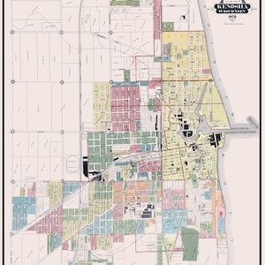 1908 Town Map of Kenosha Kenosha County Wisconsin - Etsy